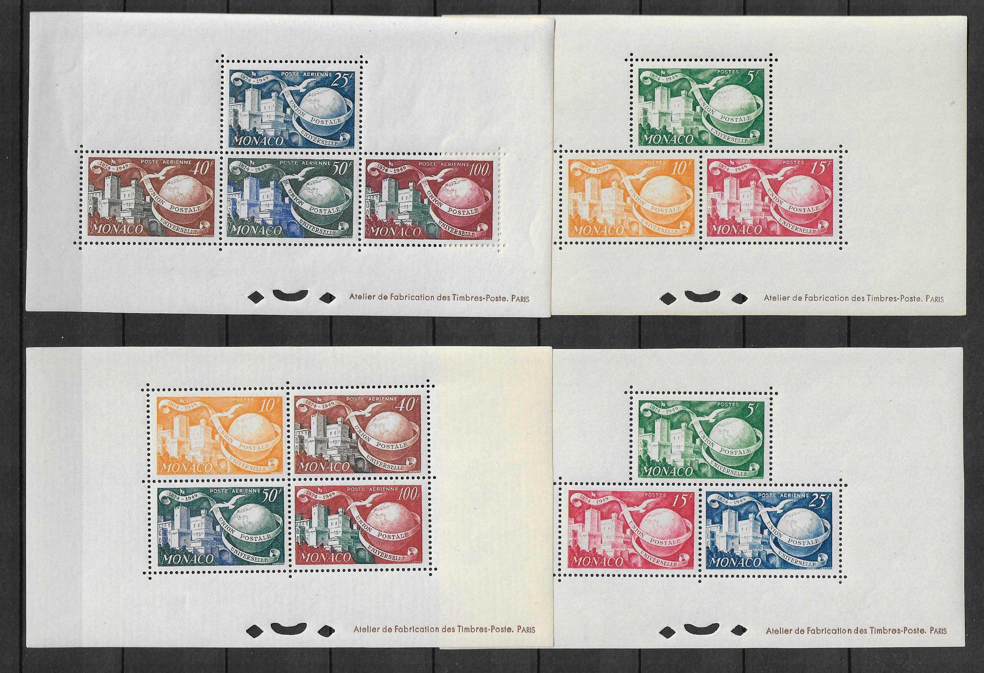 Monaco - bloc spécial n° 1 à 4 -U.PU. - série complète - neufs** - SUP - avec certificat Calves