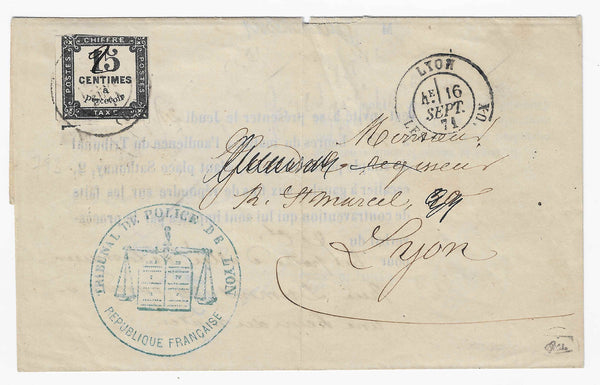 Taxe n° 3A - 25 sur 15 c. noir, surcharge manuscrite - oblitéré sur ...